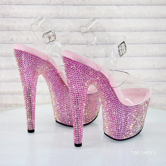 Pleaser | Shoes | Baby Pink Iridescent Rhinestone Platform 7 Stiletto ...